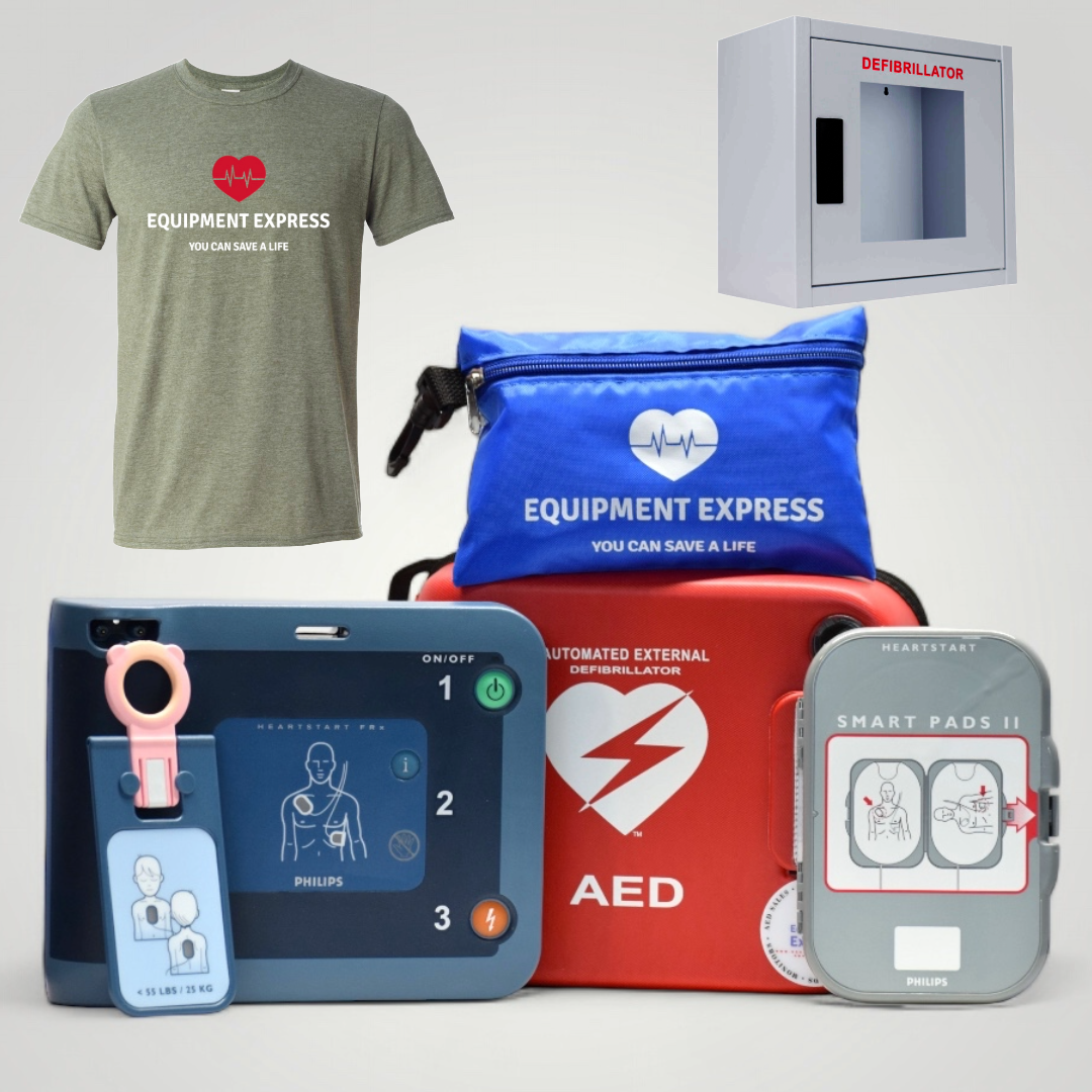 Philips Heartstart AED Complete Kit with Adult Pads, Cabinet, Pediatric ...